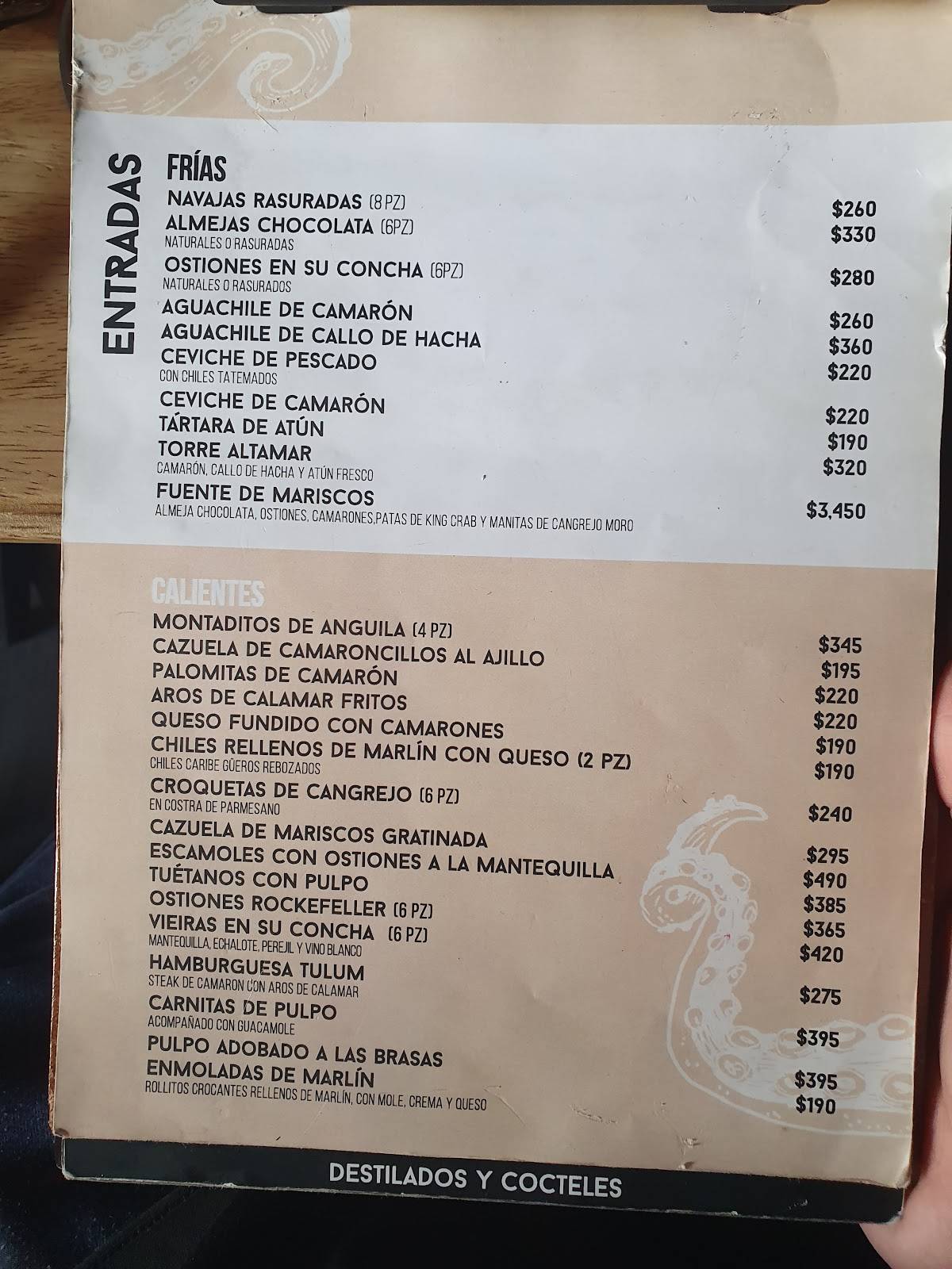 Carta de Mar Adentro Espadas-Buffet & Bar, Santiago de Querétaro, Blvd ...
