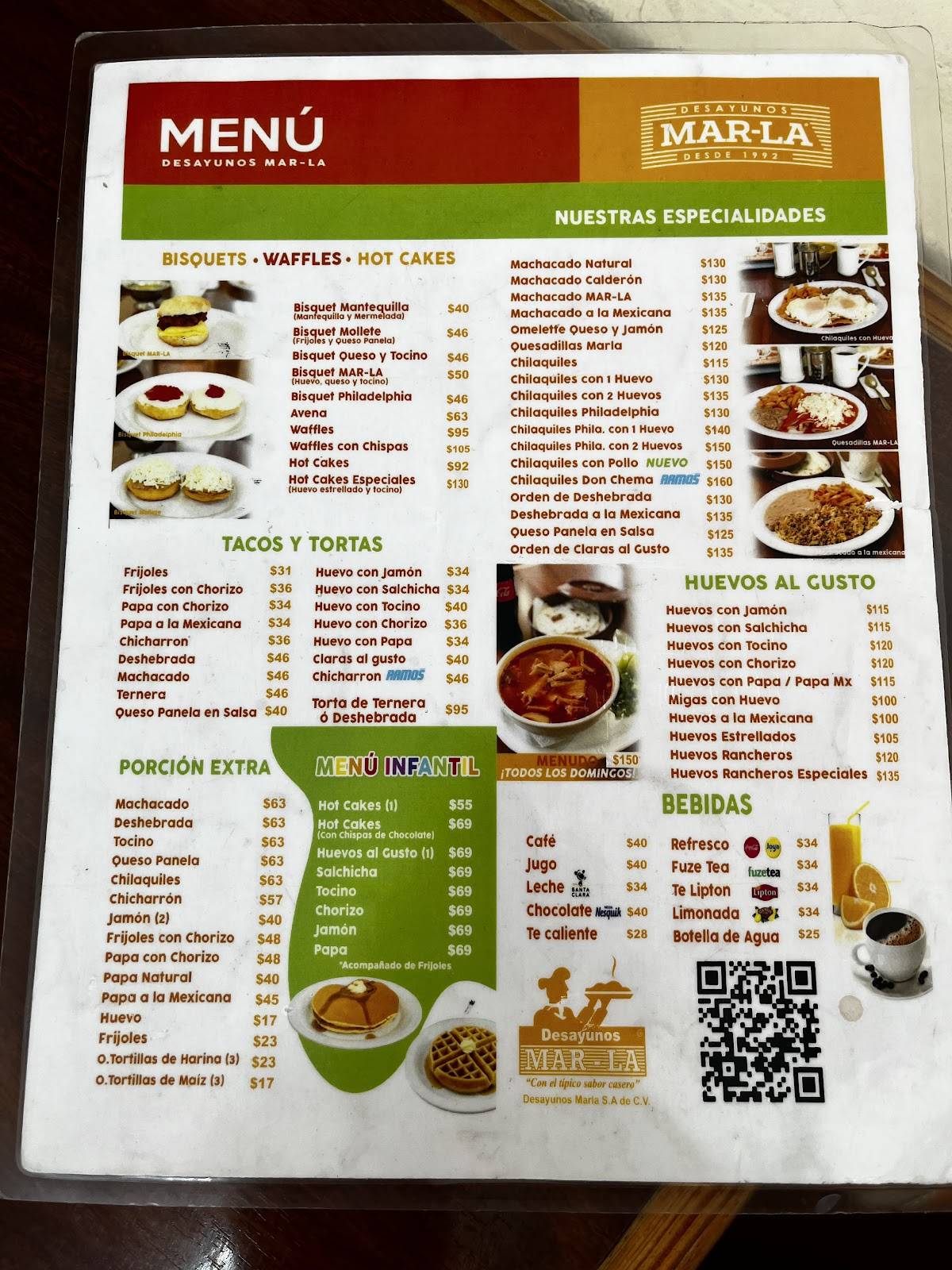 Carta del restaurante Mar- la, Nuevo Laredo, Gral. Fco. Munguía 2495