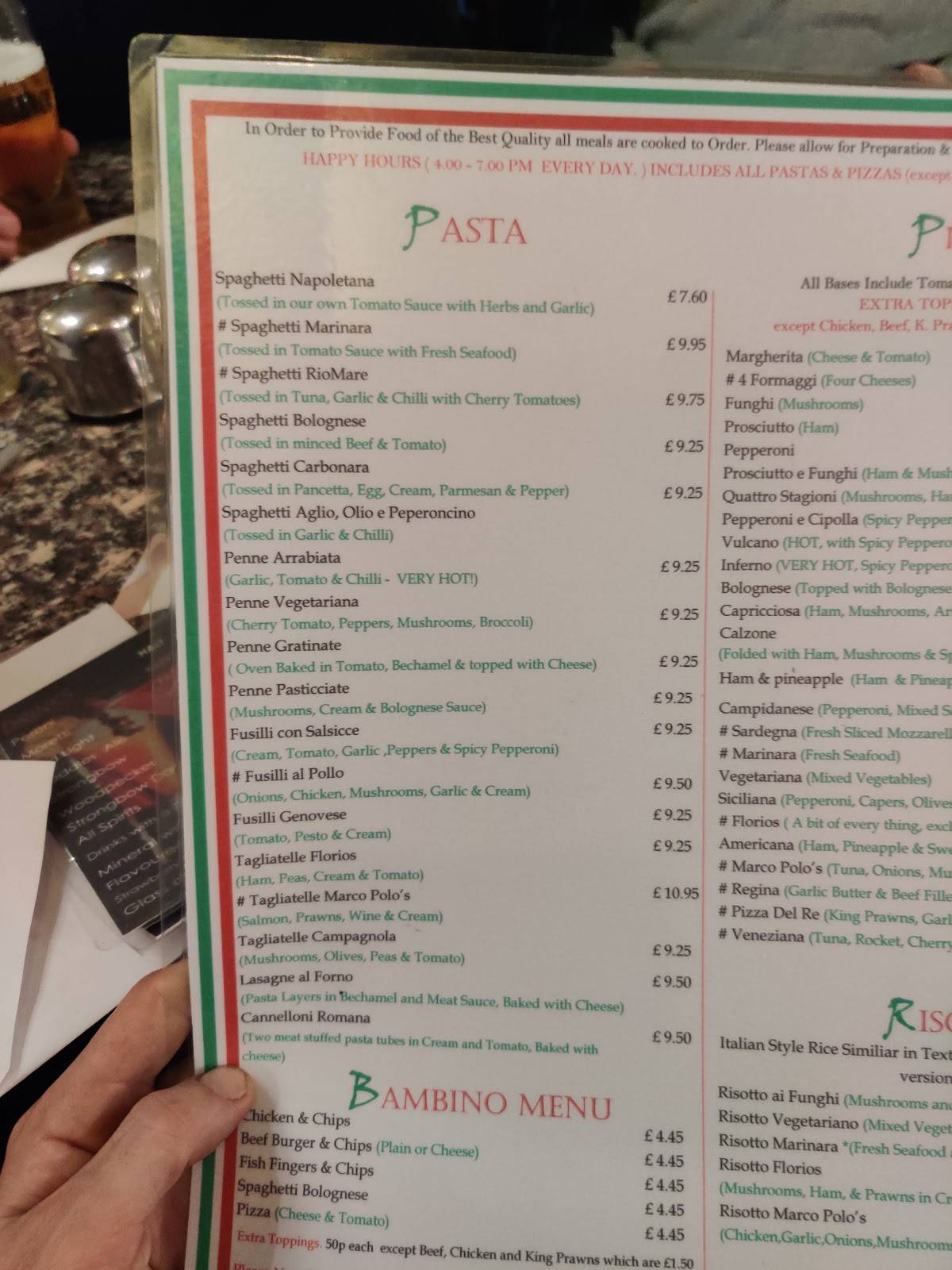 Menu at Marco Polo Pizzeria, Driffield
