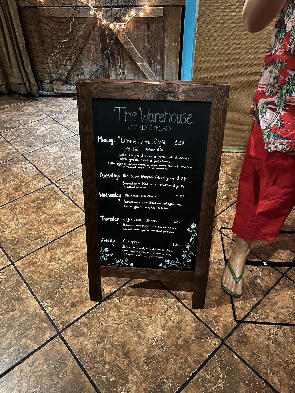 Menu at The Warehouse Restaurant, Marina del Rey