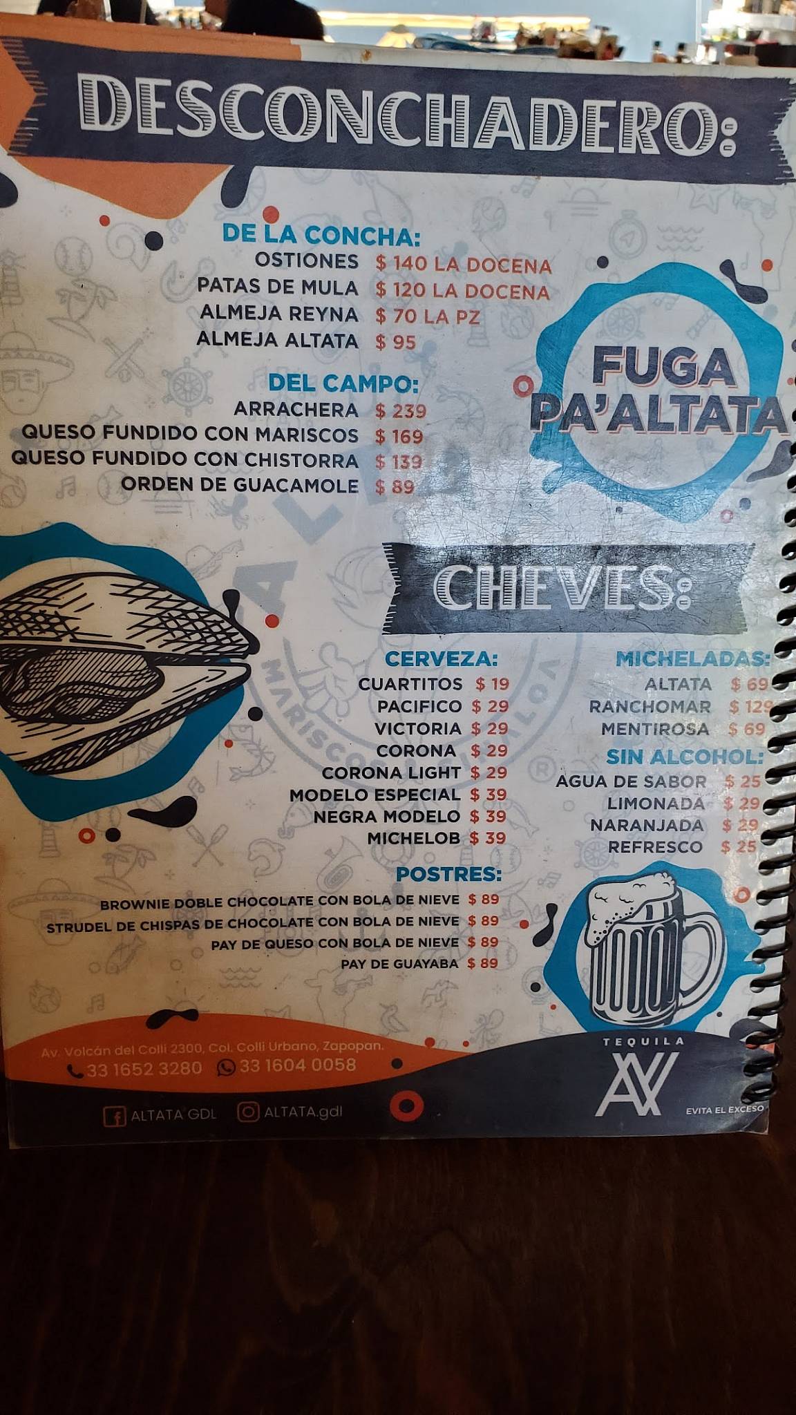 Carta del restaurante Altata Playuki Colli, Zapopan, Av. Volcán del ...