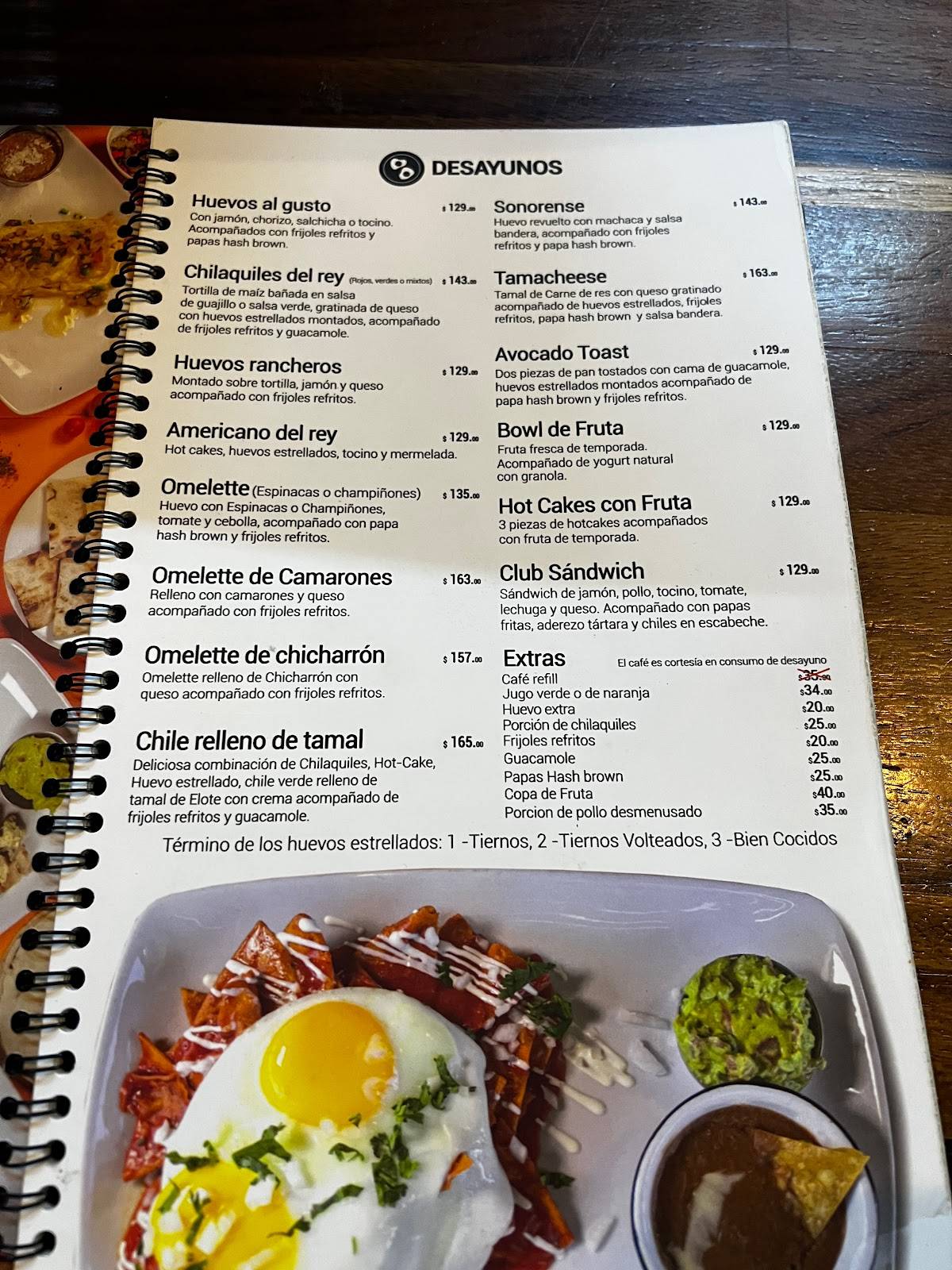 Carta del restaurante Mariscos El Rey, Heroica Guaymas, García López