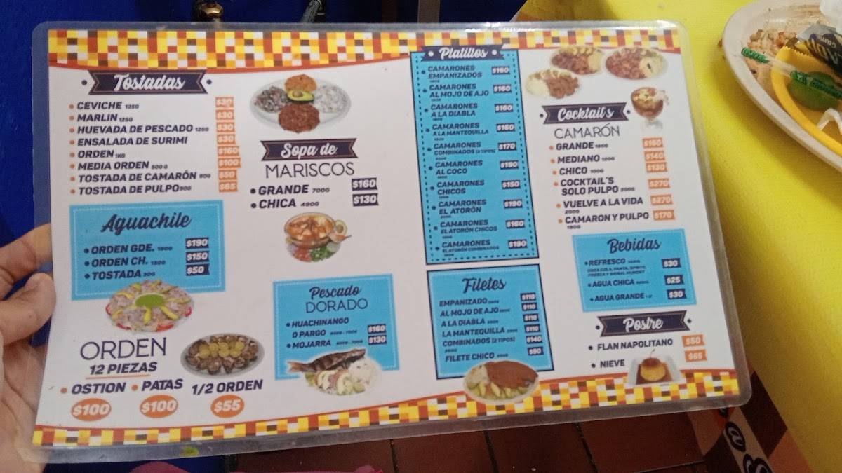 Carta del restaurante Mariscos El Atorón, Zapopan, Calz Federalismo 1733