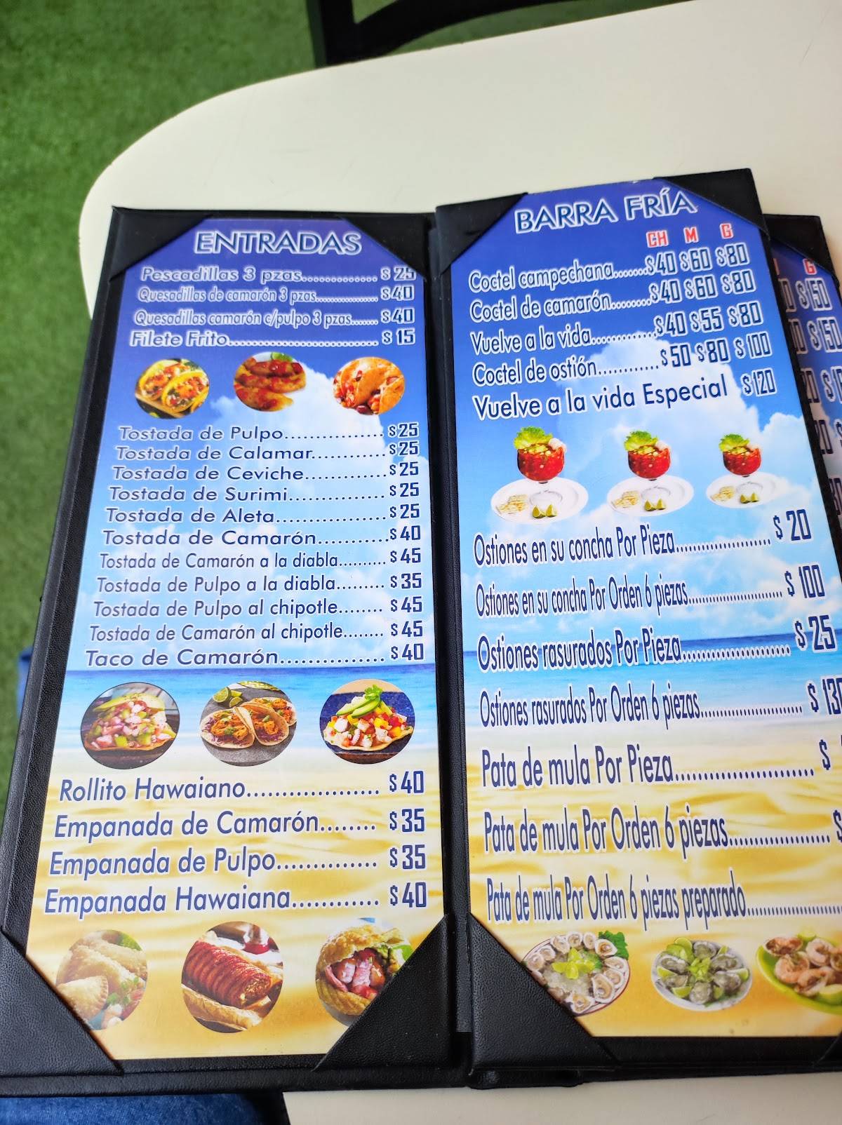 Menu at Mariscos el triton restaurant, Mexico City