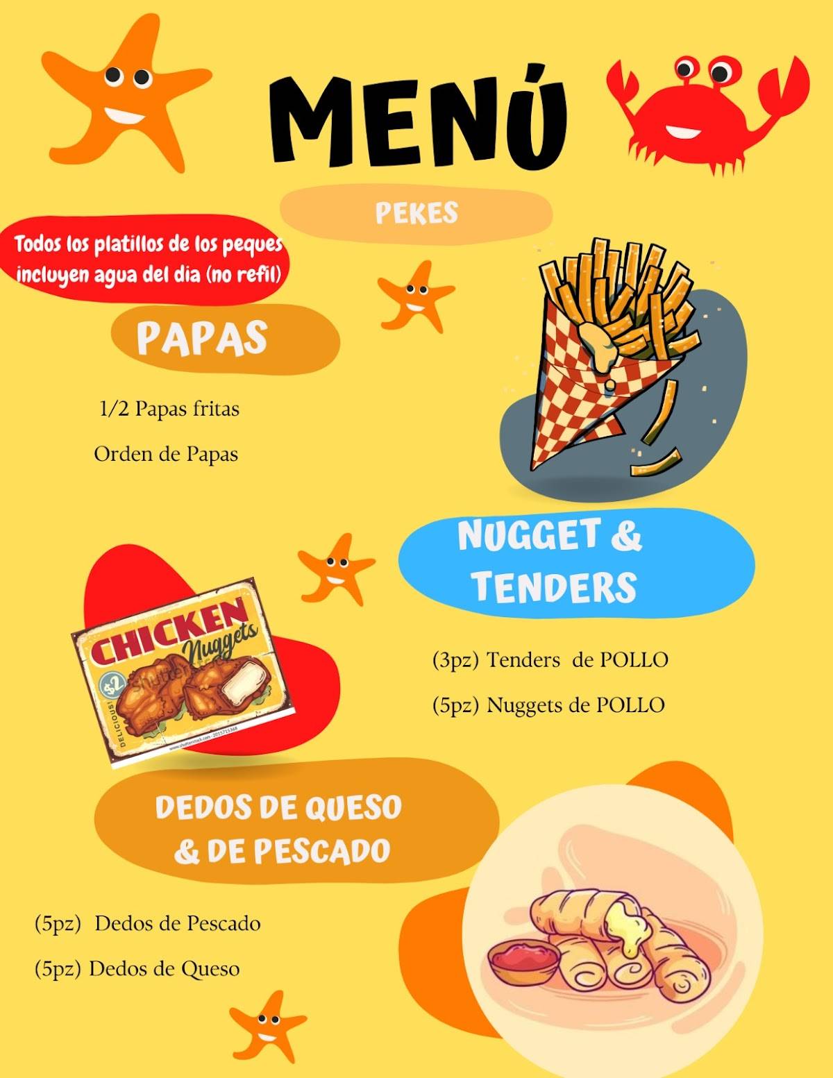Carta del restaurante Mariscos las tres Perlas, Guadalupe