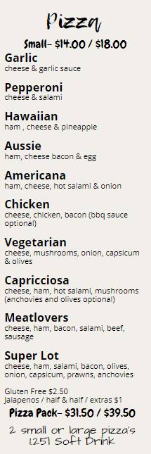Menu at Marong General Store restaurant, Marong