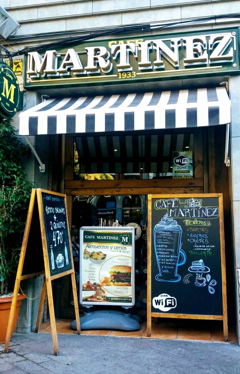 Carta de cafetería Martinez En casa, Murcia