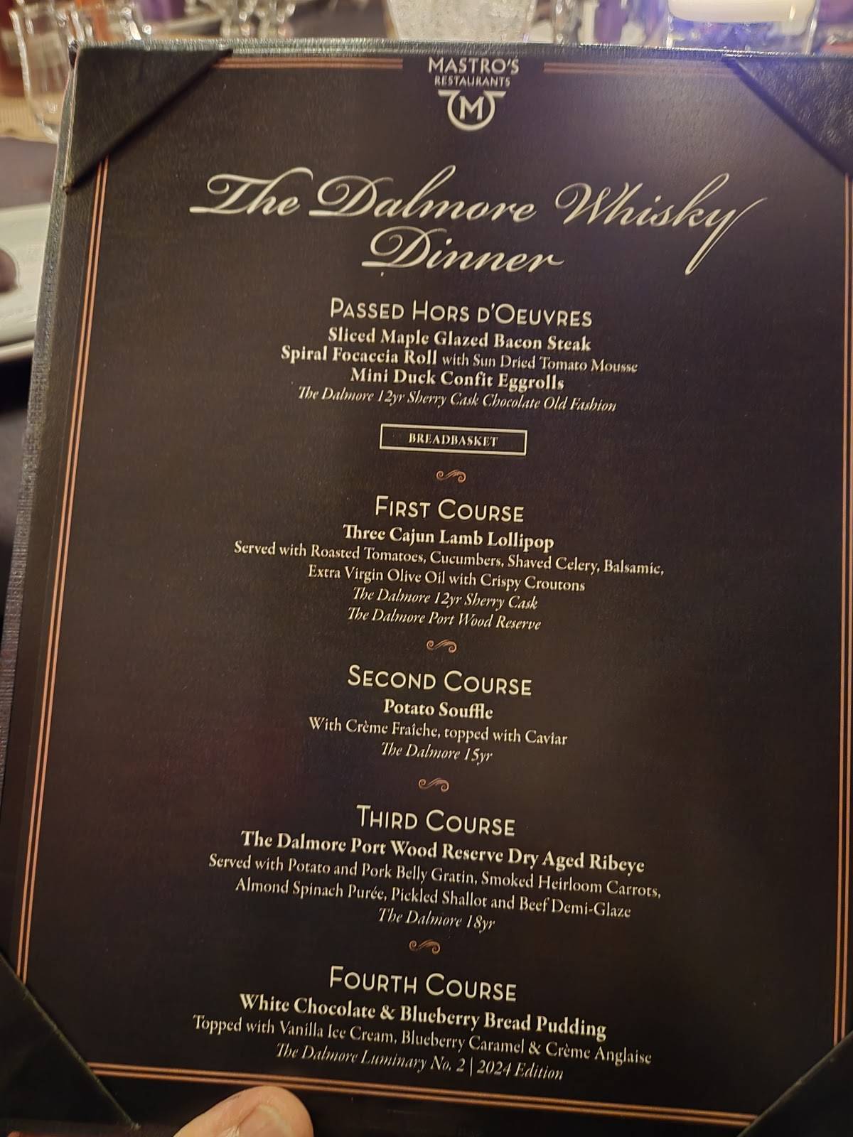 Menu at Mastro's Ocean Club, Newport Beach