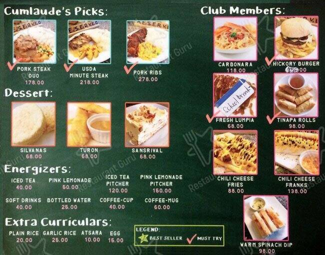 Carta del restaurante Math, Pasig