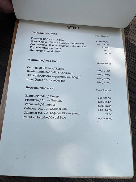 Menu da Matilda pub & bar, Brunico