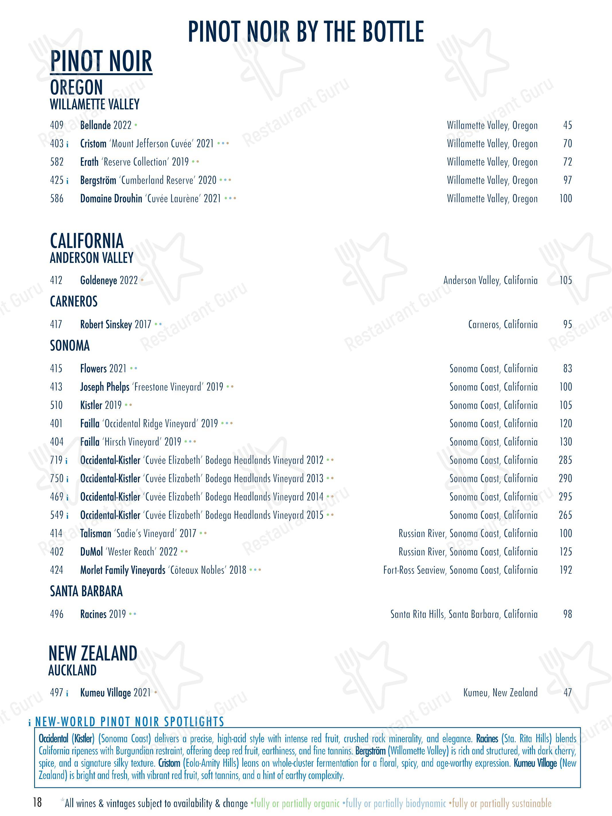 Menu at Matunuck Oyster Bar, South Kingstown, 629 Succotash Rd