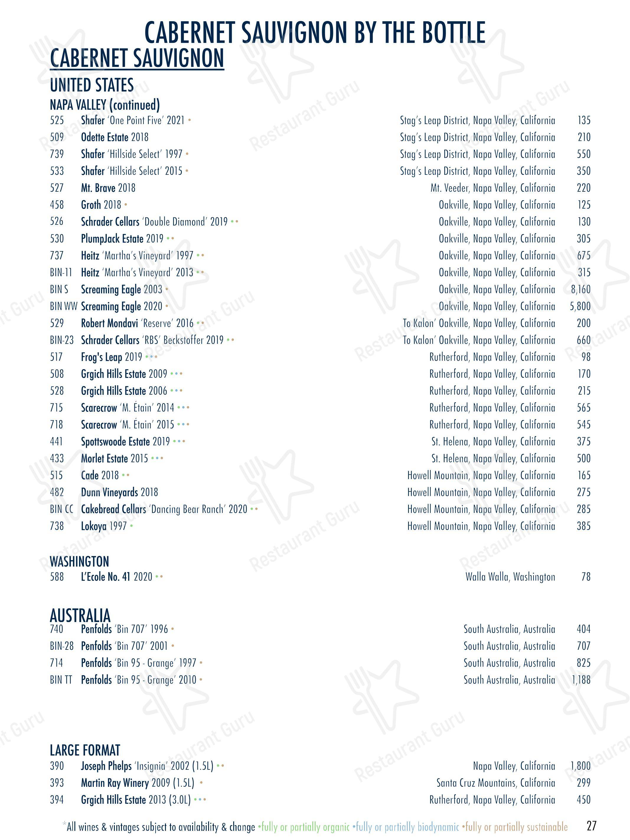 Menu at Matunuck Oyster Bar, South Kingstown, 629 Succotash Rd