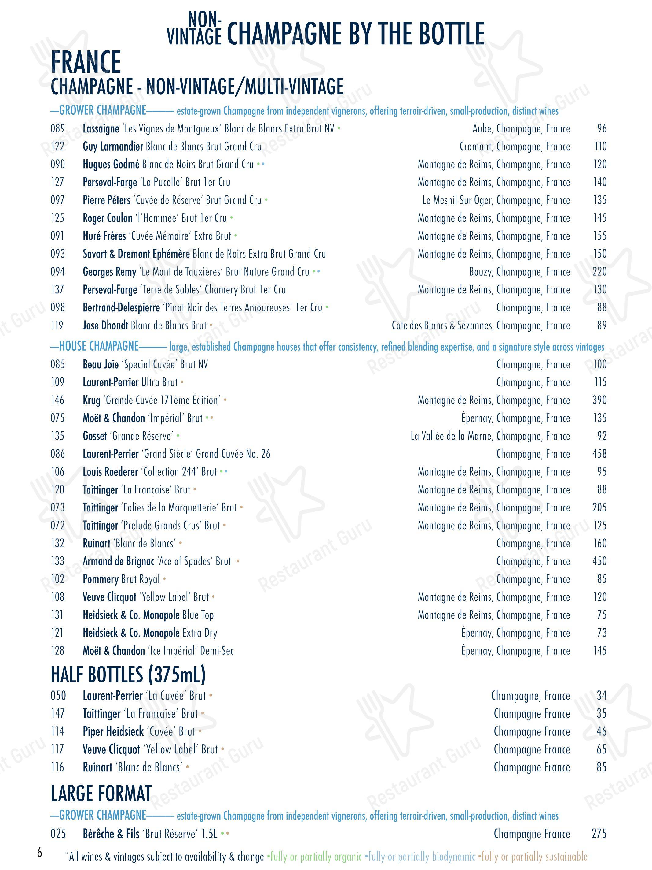 Menu at Matunuck Oyster Bar, South Kingstown, 629 Succotash Rd