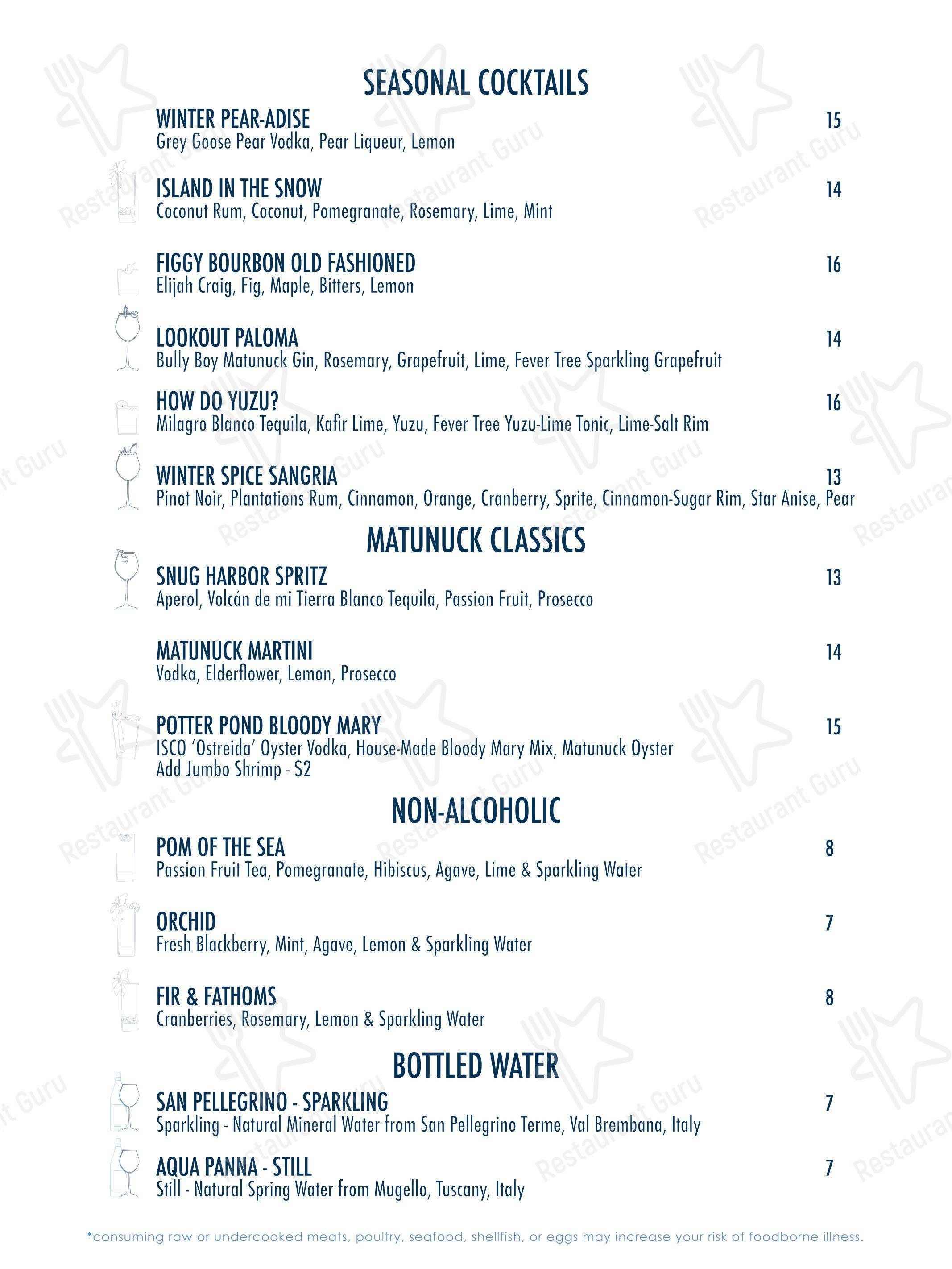 Menu at Matunuck Oyster Bar, South Kingstown, 629 Succotash Rd