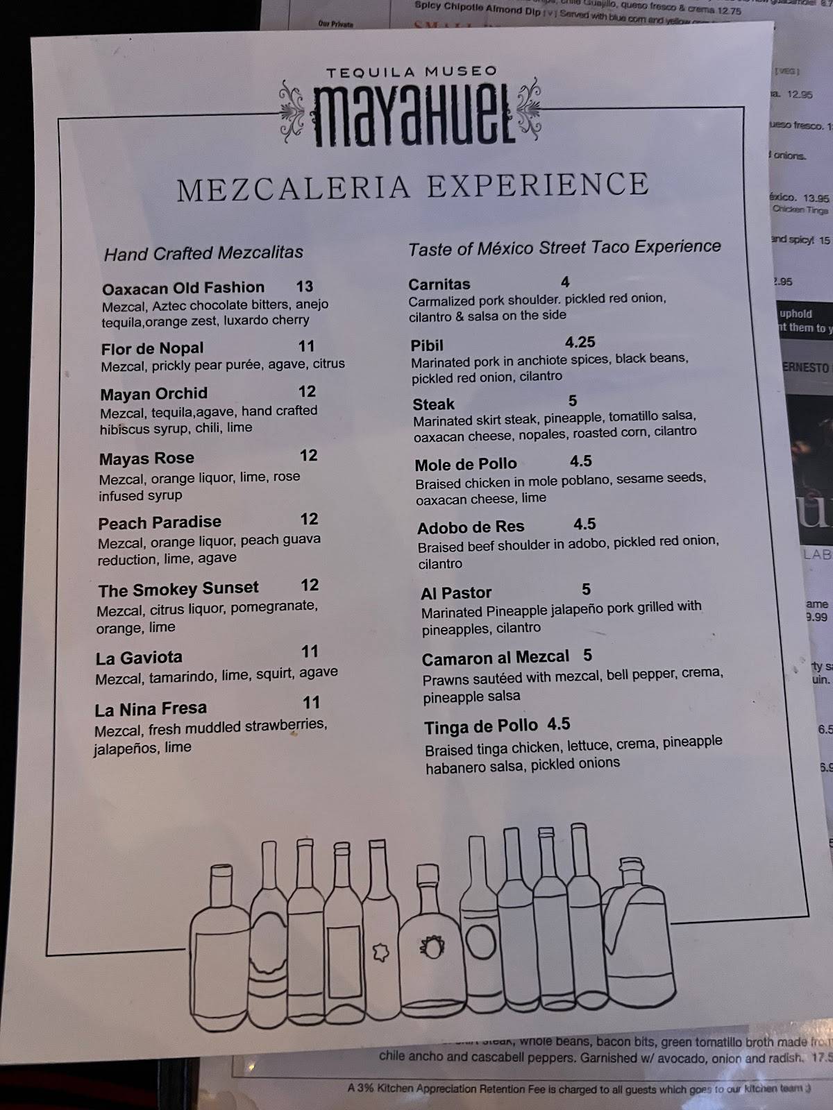 Menu at Mayahuel pub & bar, Sacramento