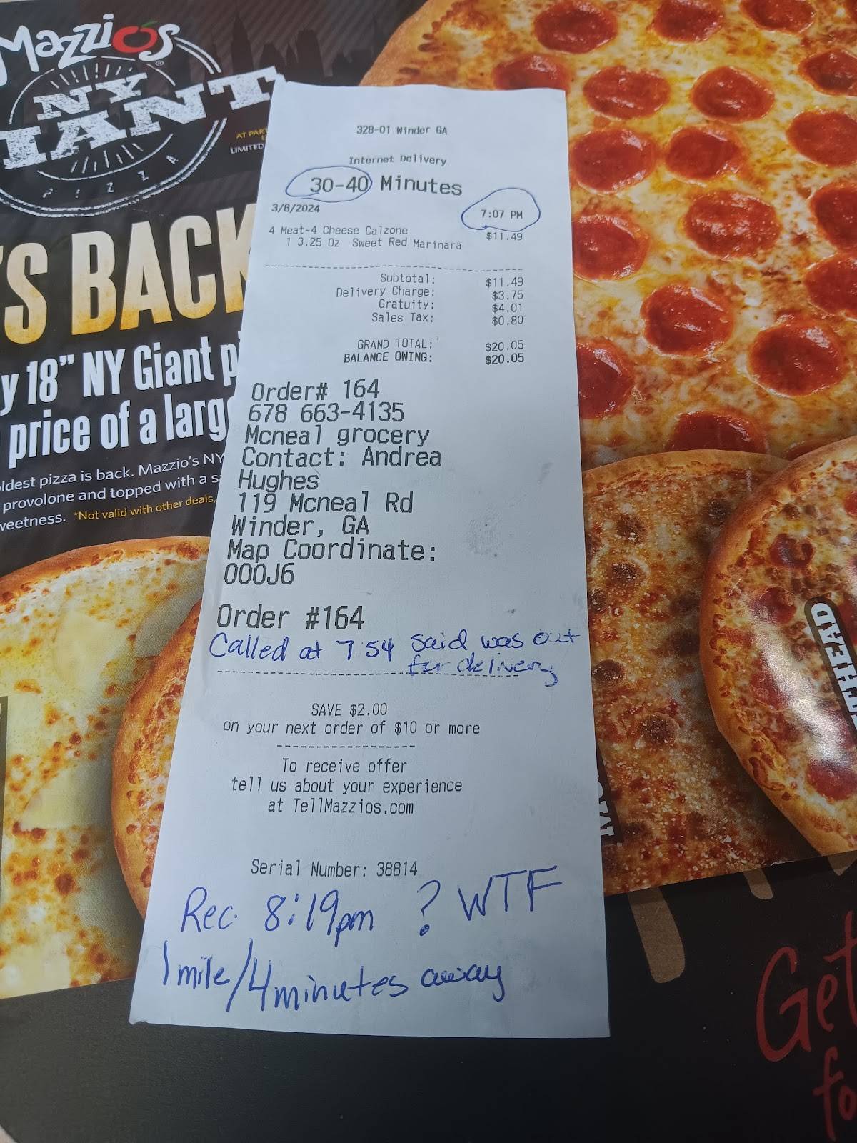 Menu at Mazzio’s Pizza & Wings pizzeria, Winder