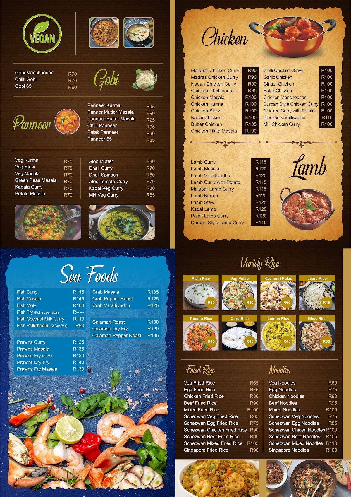 Menu at Meal Hut Indian Restaurant, Centurion
