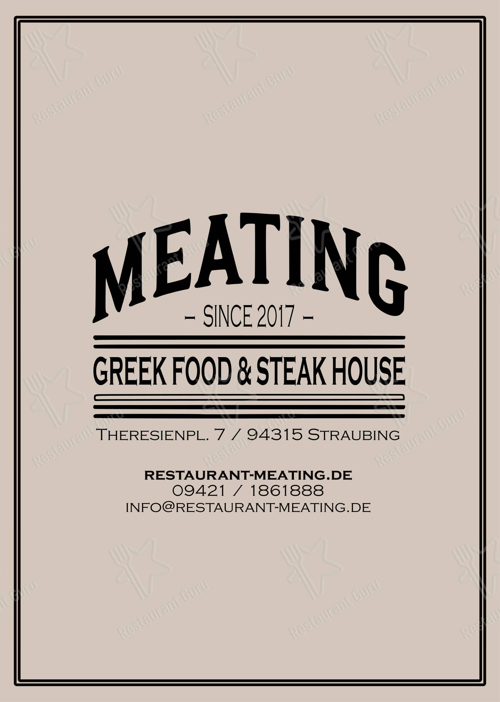 Speisekarte von Meating Restaurant Bar, Straubing