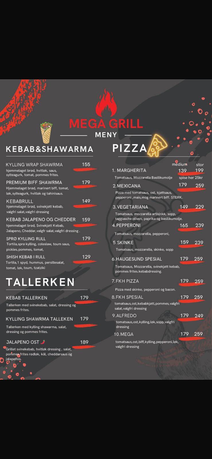 Menu at Mega Grill restaurant, Haugesund