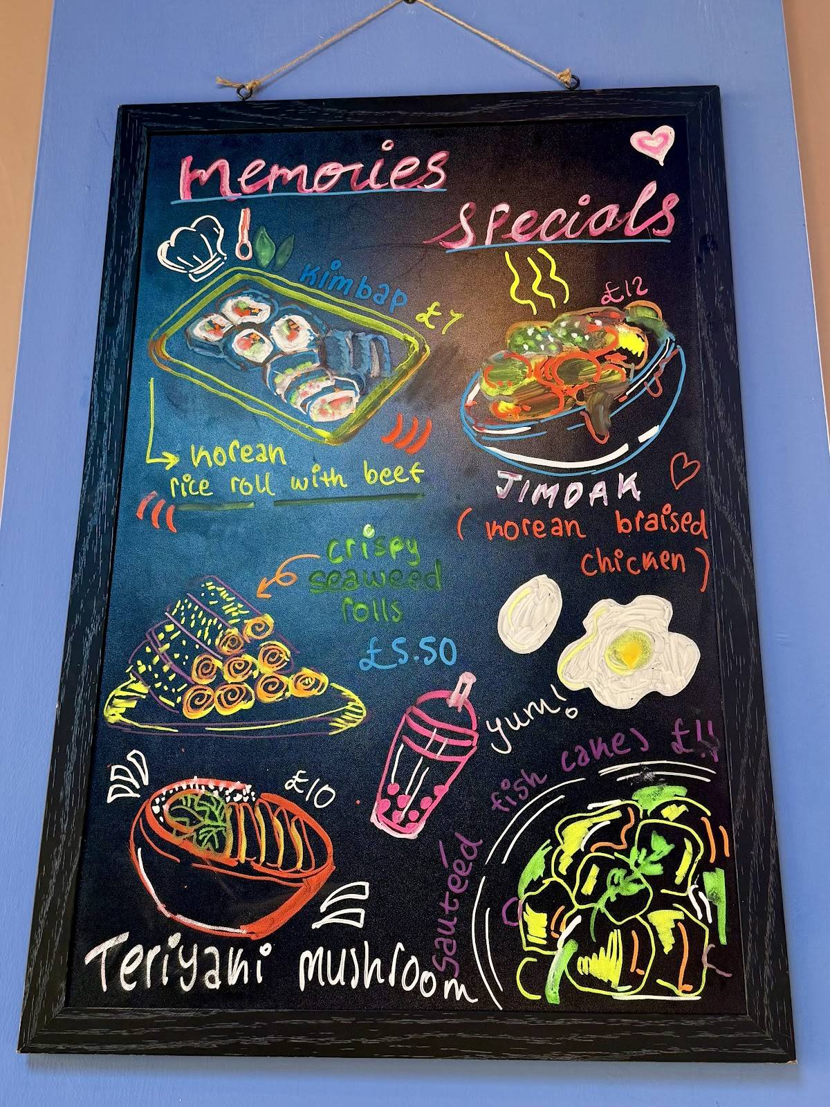 Menu at Memories Cafe's Bar, Altrincham