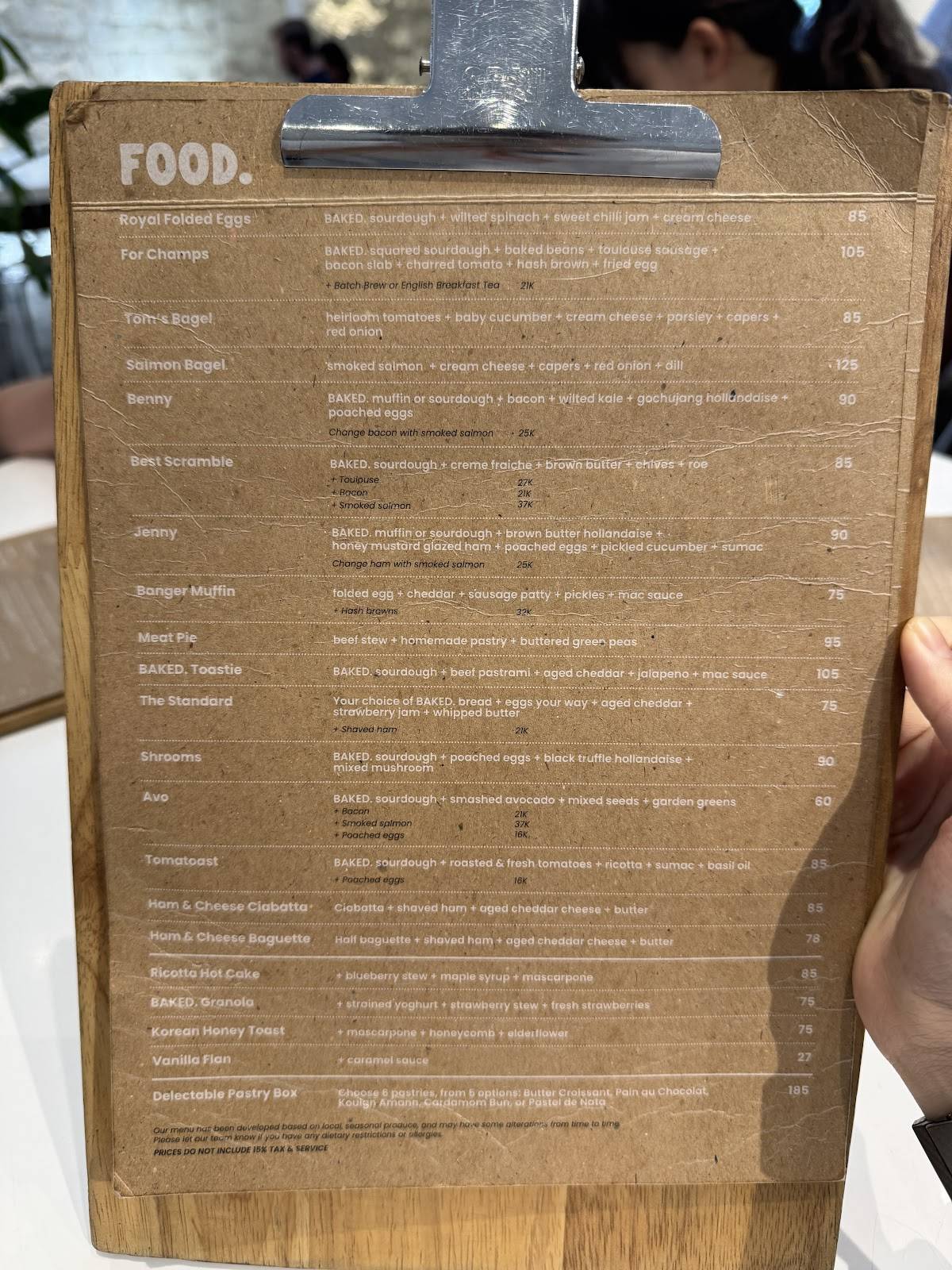 Menu at BAKED. Berawa cafe, Canggu, Jl. Raya Semat Gg. Kupu kupu No.1