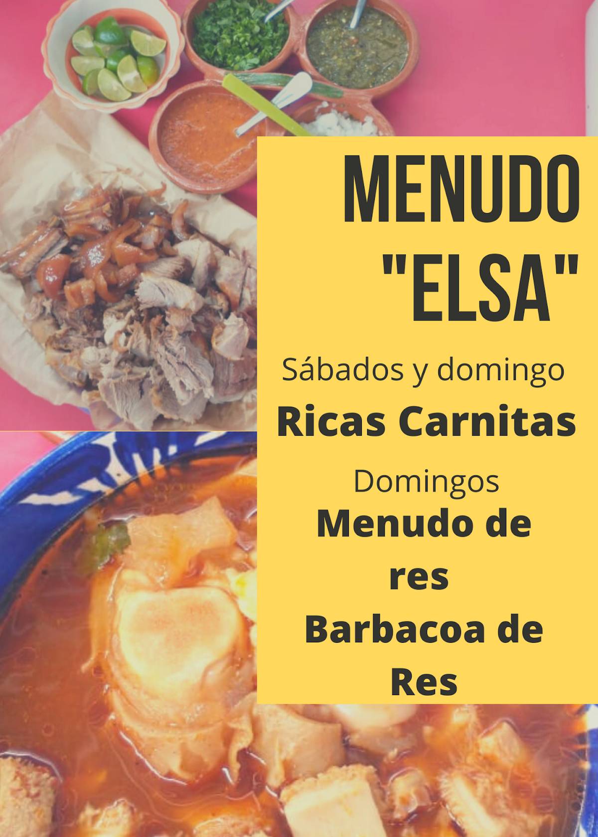 Menu at Menudo "Elsa" restaurant, Mexico