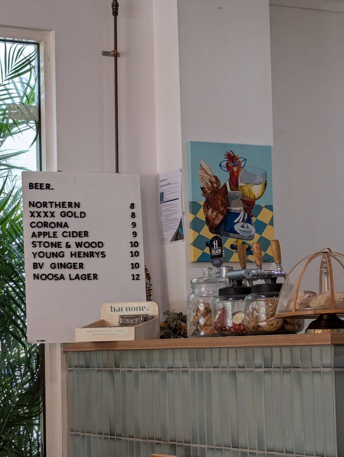 Menu at Messy Hen cafe, Marcoola