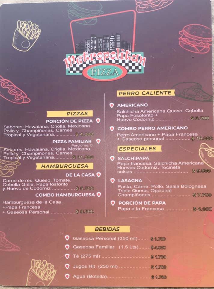 Carta del restaurante Metropolitan Pizza(Nuevo), Bogotá
