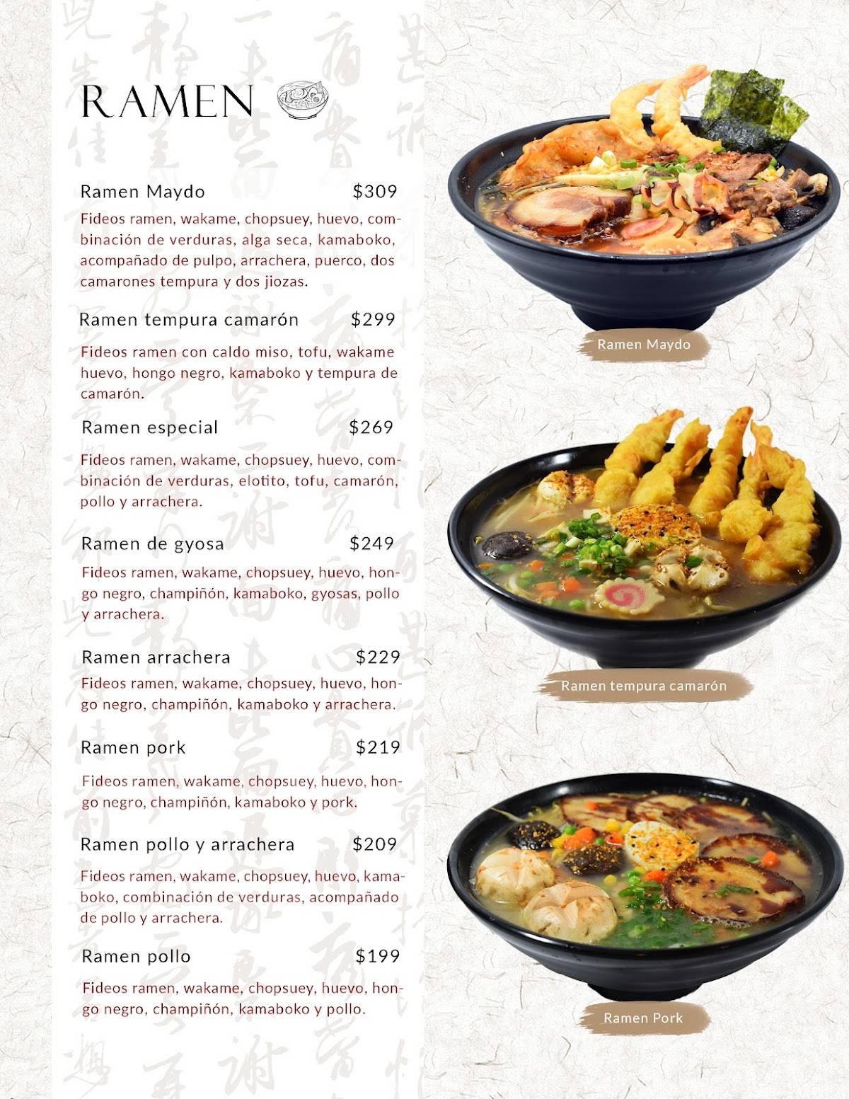 Carta del restaurante MAYDO, Mexicali