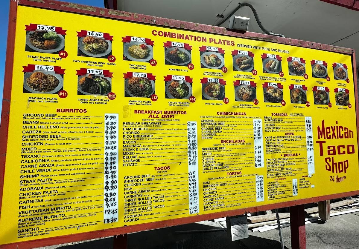 Menu at Mexican Taco Shop restaurant, Junction City
