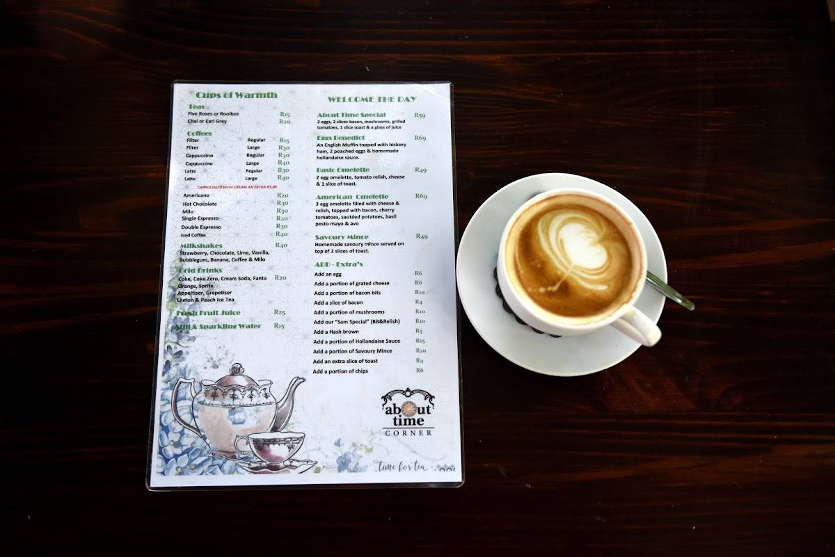 Menu at About Time Cafe, Meyerton
