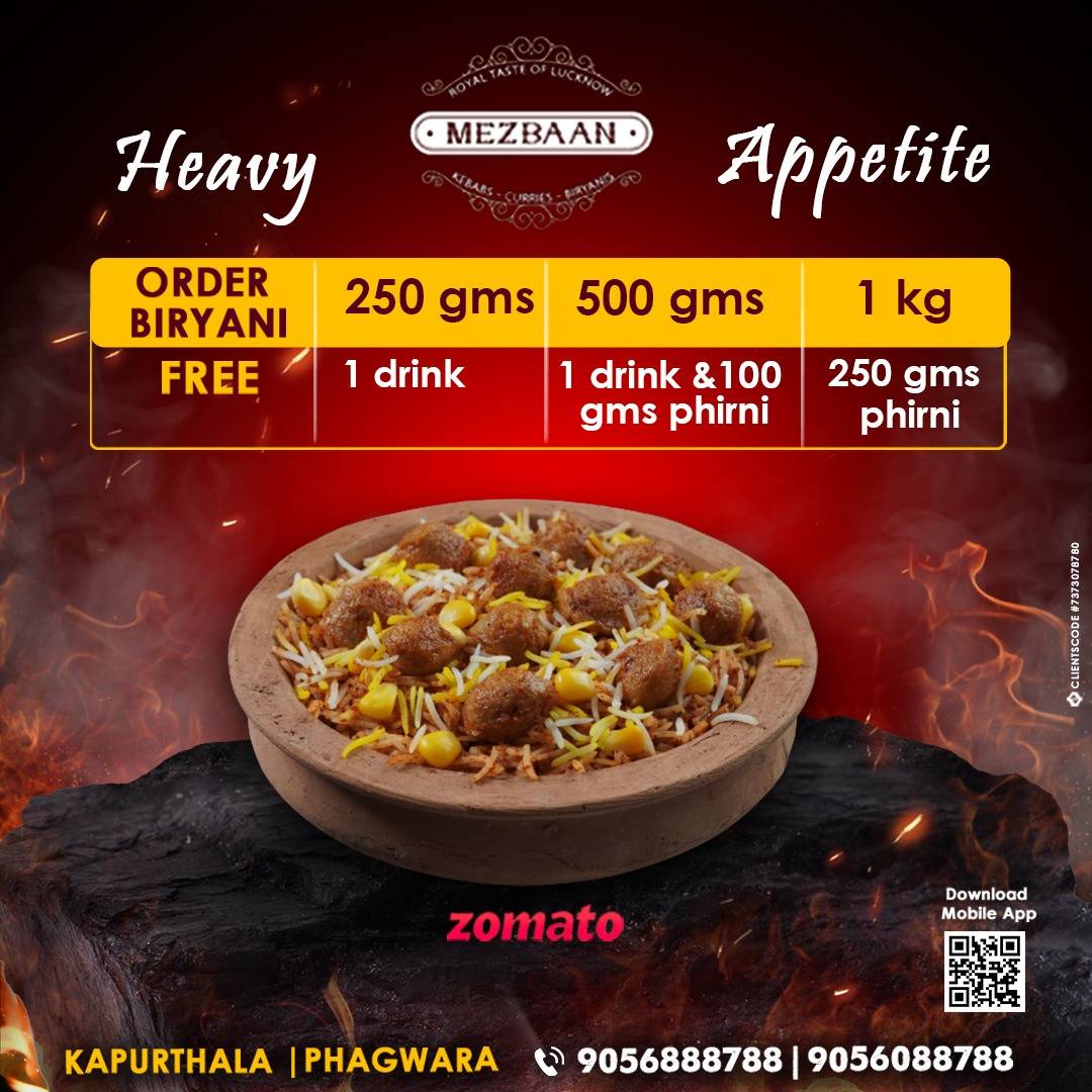 Menu at Mezbaan By Hawks Hospitality Pvt. Ltd. (Phagwara), Phagwara