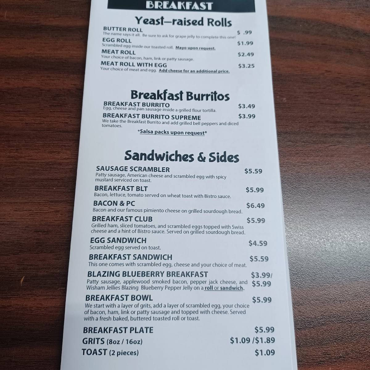 Menu at Mi-Lady Bakery Inc, Tifton
