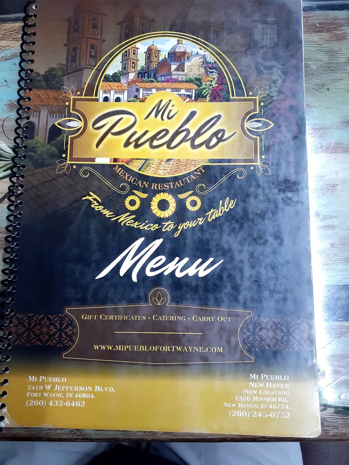 Menu at Mi Pueblo Mexican Restaurant, New Haven