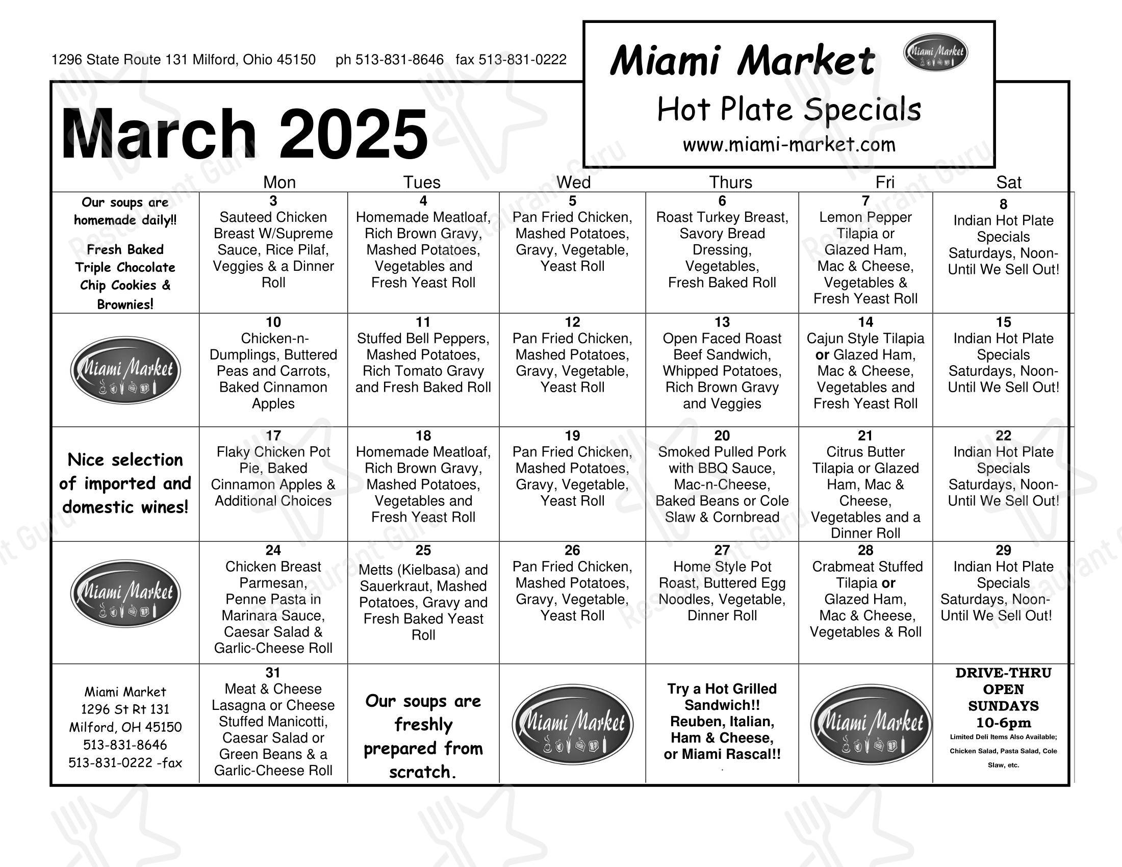 Menu at Miami Market restaurant, Day Heights