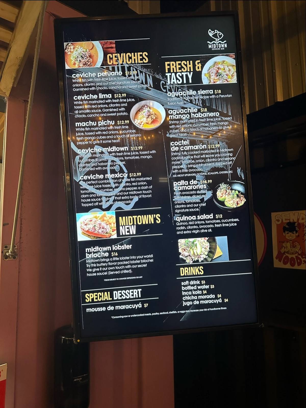 Menu at MidTown Ceviche Bar, McAllen