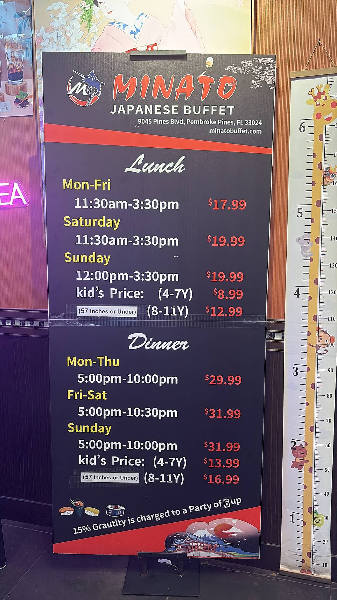 Menu at Minato Japanese Buffet & Seafood restaurant, Pembroke Pines