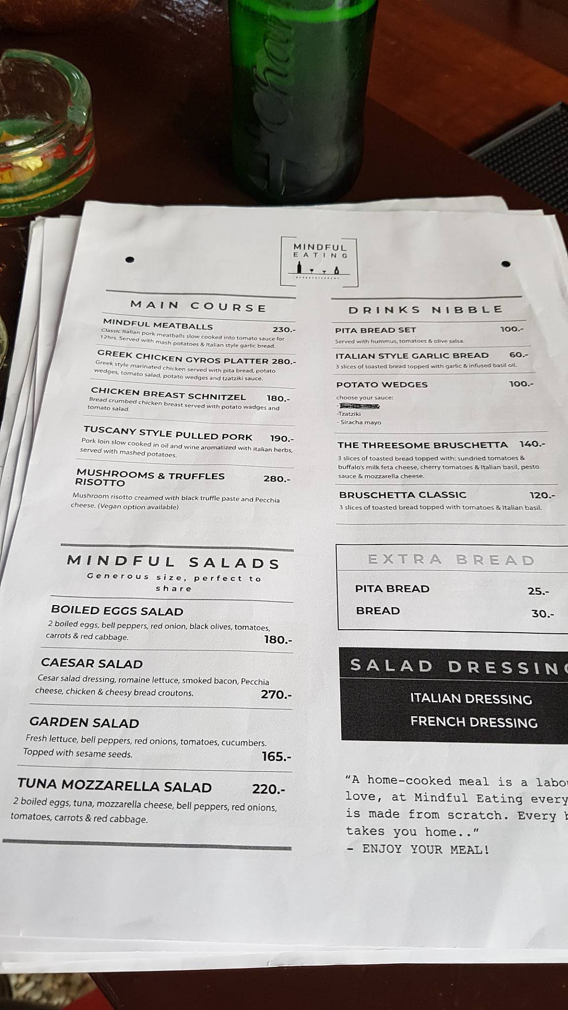 Menu at Mindful Eating - Restaurant, Bar & Art gallery, Chiang Mai