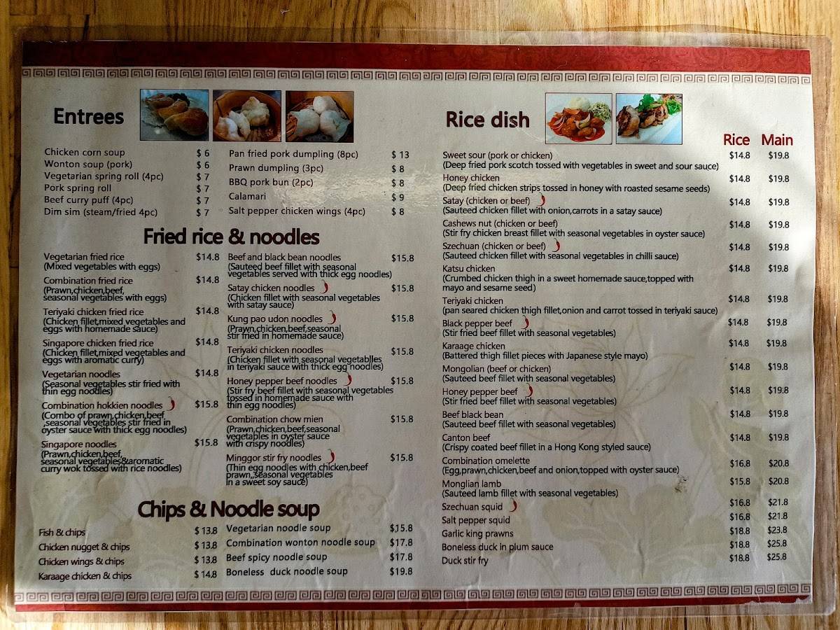 Menu at Minggor Take-Away restaurant, Moonah