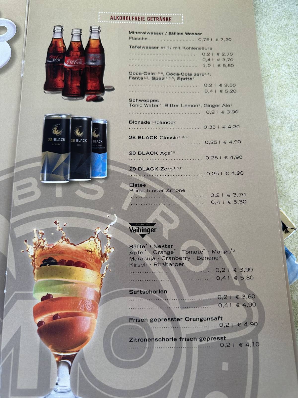Menu at Mio - Bistro Caffè Gelato cafe, Hamburg, Jungfernstieg 58