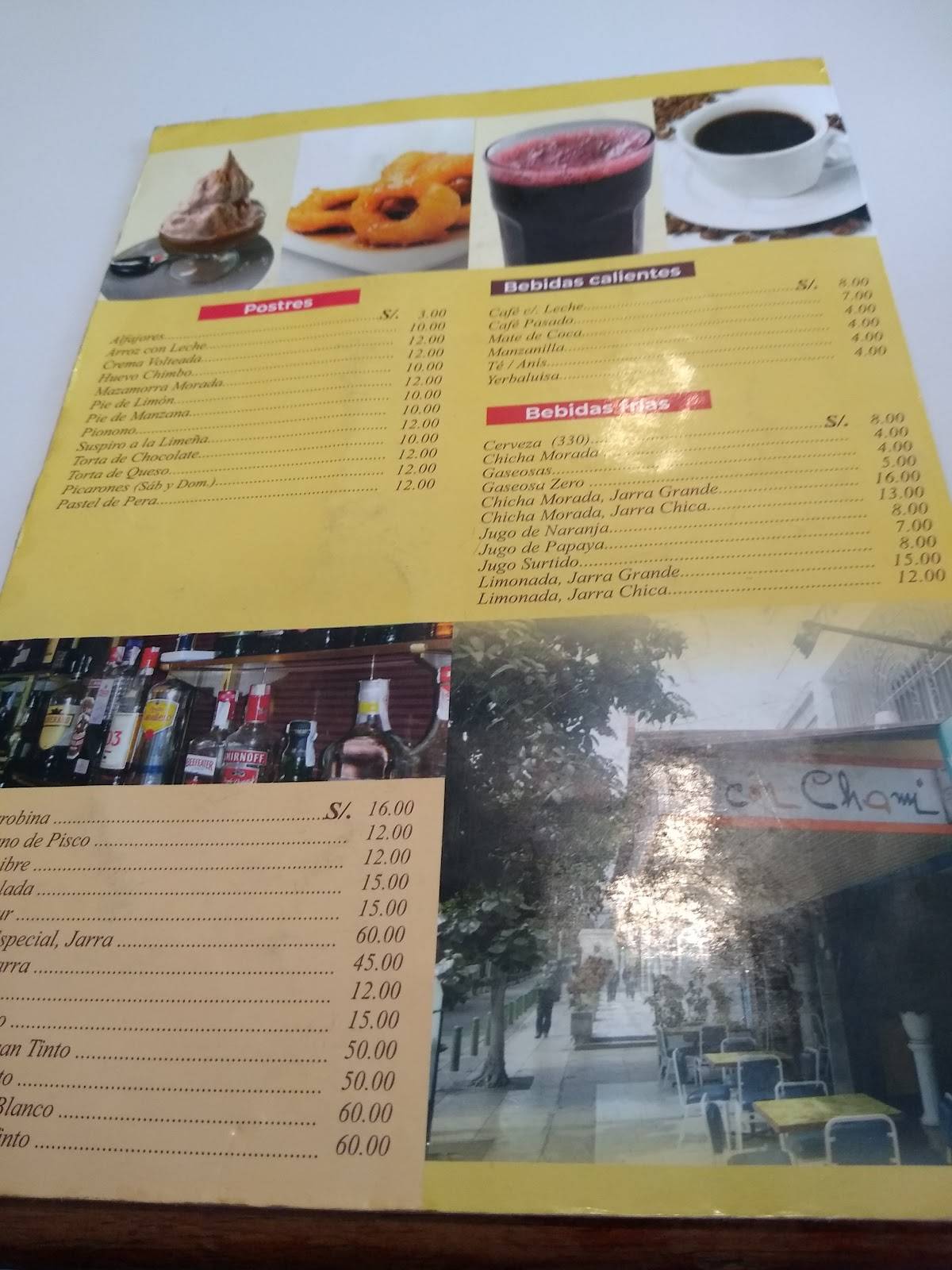 Carta del restaurante Rincón Chami, Miraflores, C. Esperanza 154
