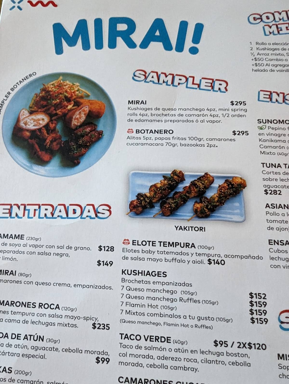 Carta del restaurante Mirai Paseo Tec, Monterrey, Av. Eugenio Garza ...