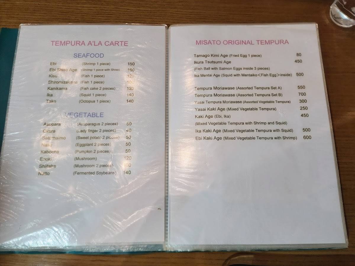 Menu at Misato restaurant, Bangkok, 952 Rama IV Rd