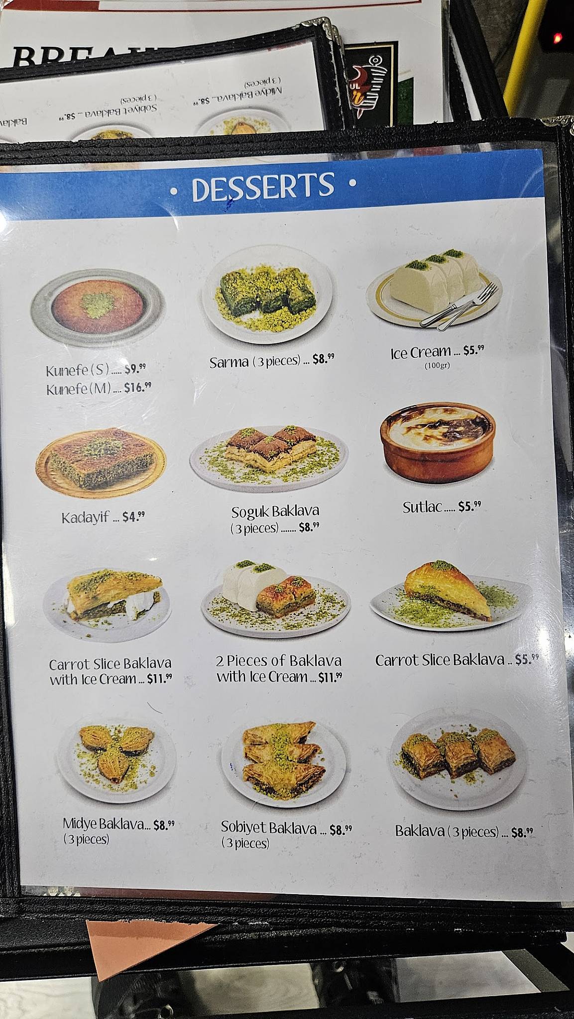 Menu at Istanbul Doner House restaurant, Mississauga