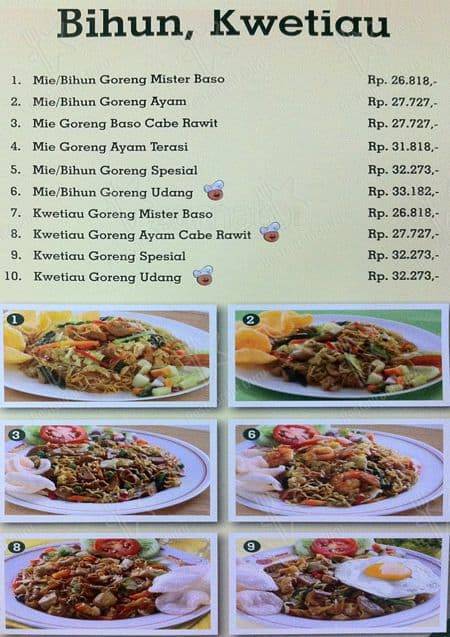 Menu at Mister Baso, Bekasi Regency, Bekasi Junction