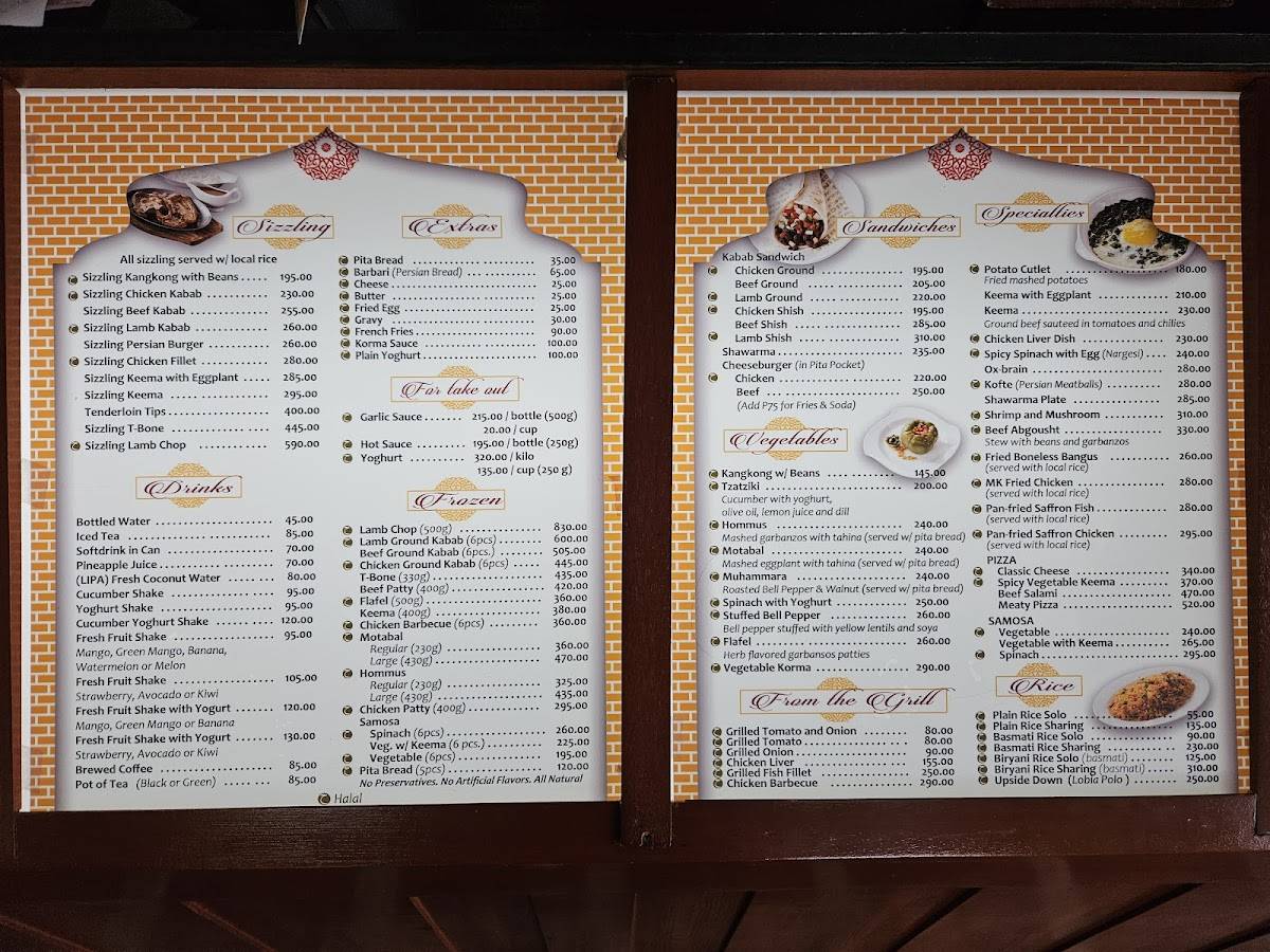 Carta del restaurante Mister Kabab Makati Branch, Makati