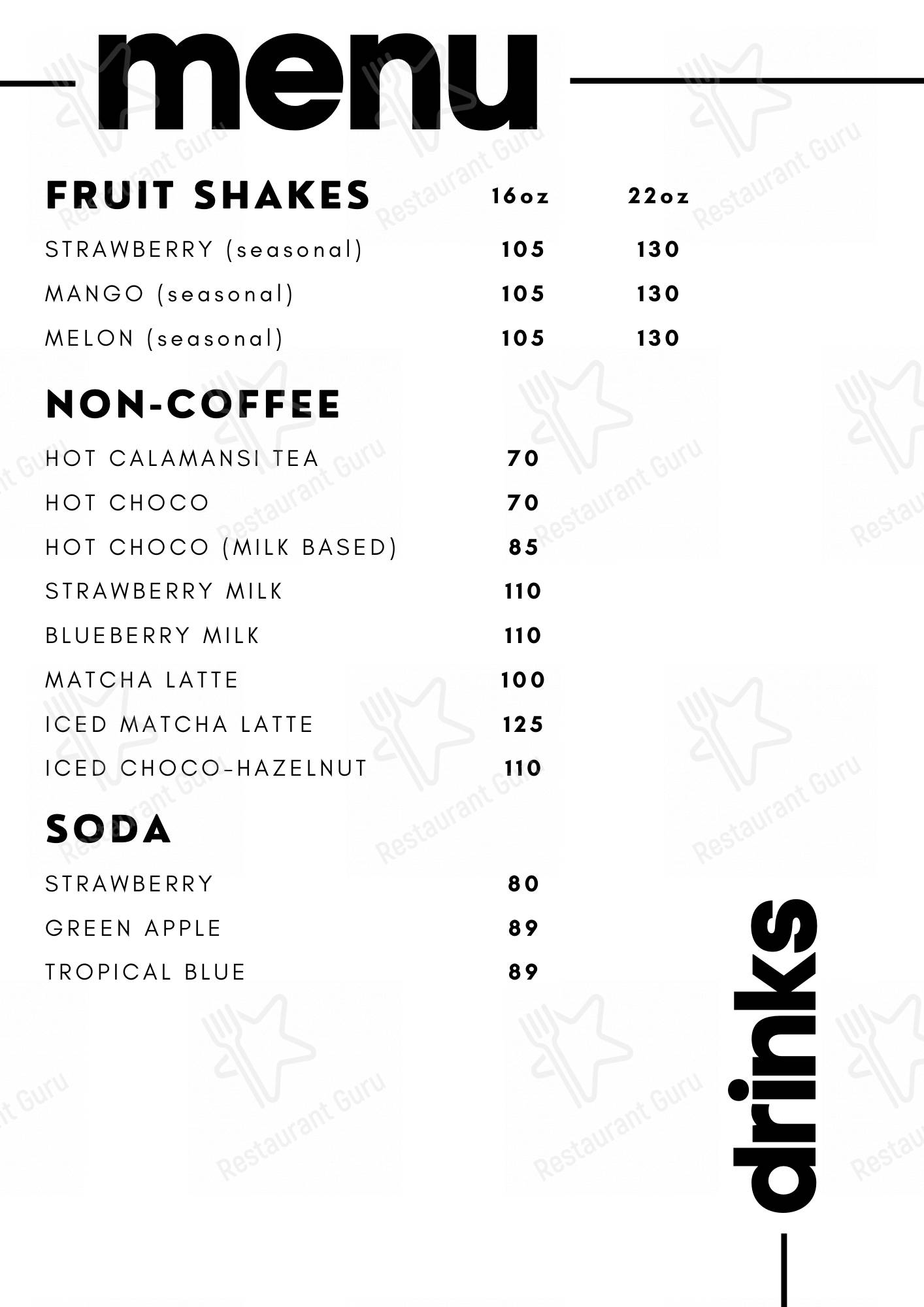 Carta de Mithi Cafe La Trinidad, La Trinidad