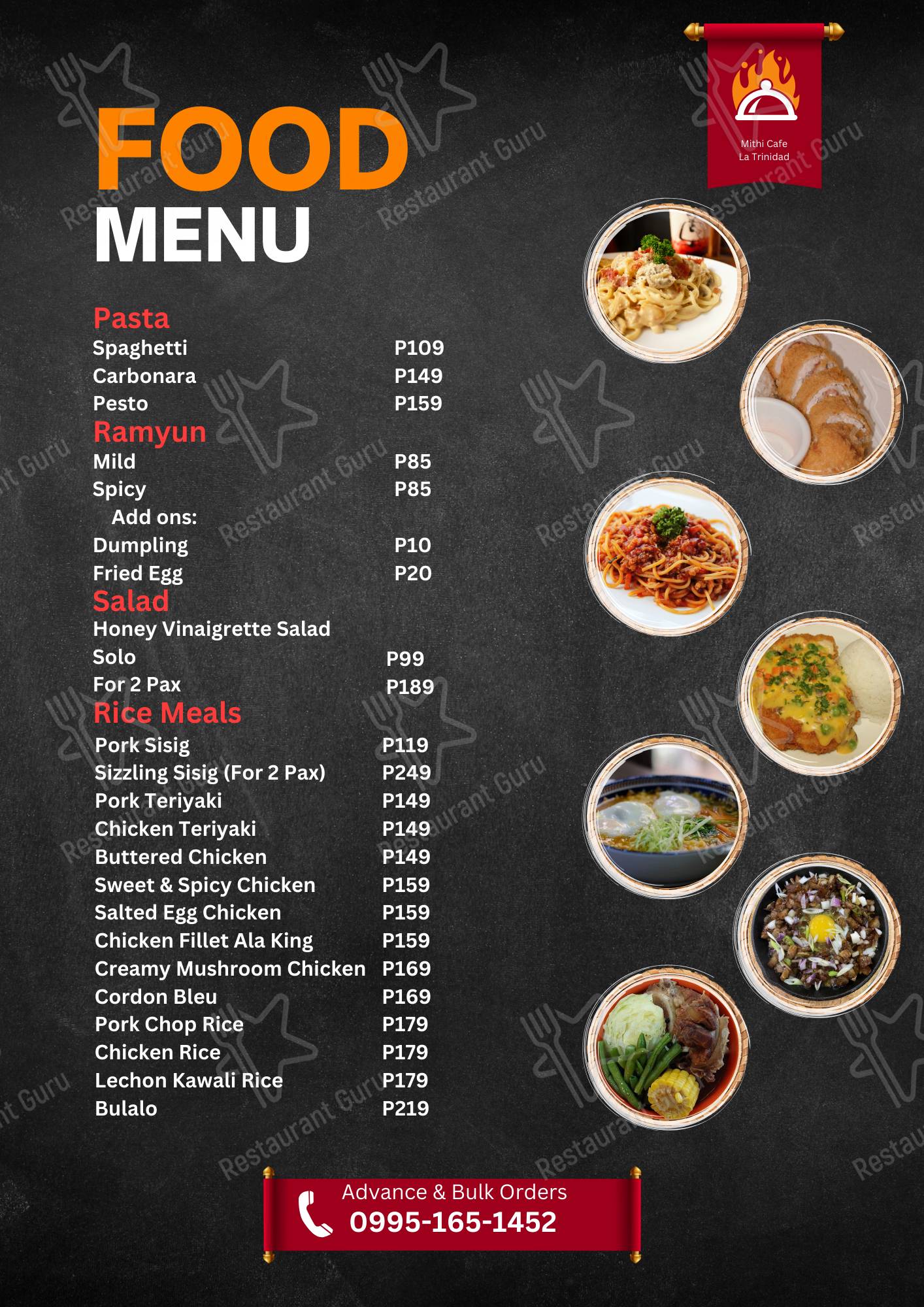 Carta de Mithi Cafe La Trinidad, La Trinidad