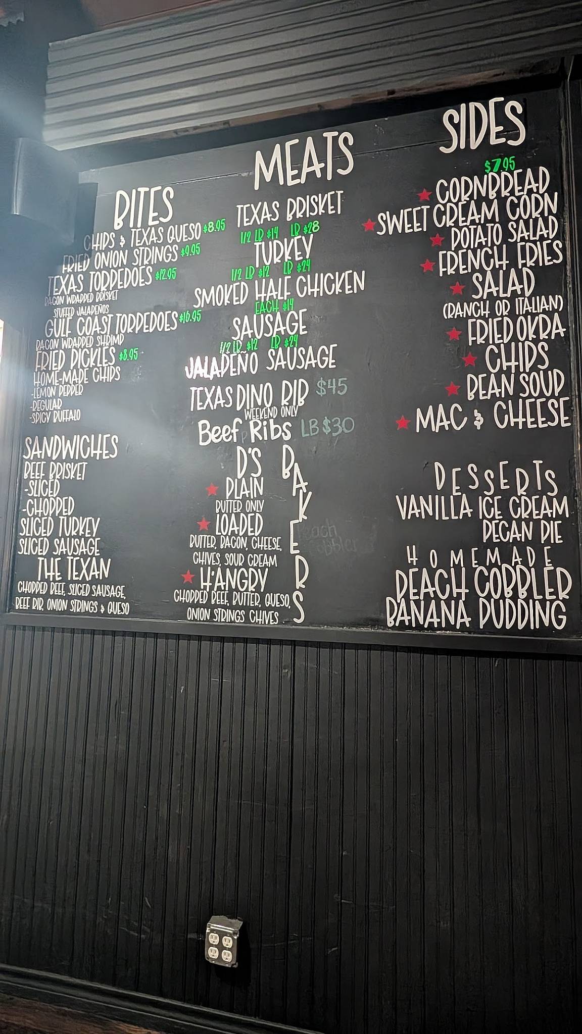 Menu at Moak's Family Texas BBQ, Dallas