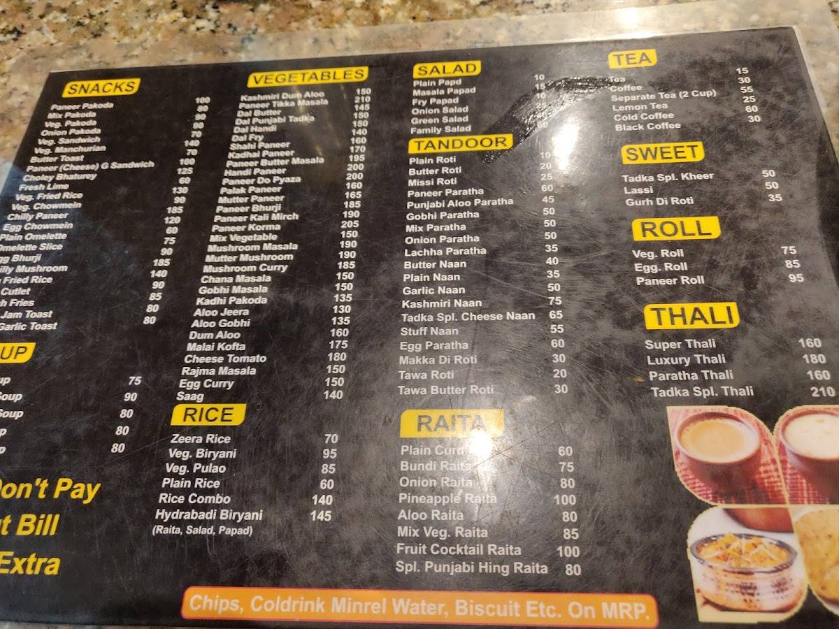 Menu at Moga Punjabi Tadka, Gajraula, National Highway 24